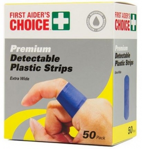 First Aider's Choice Premium Blue Detectable Plastic Strips - PPE Safety